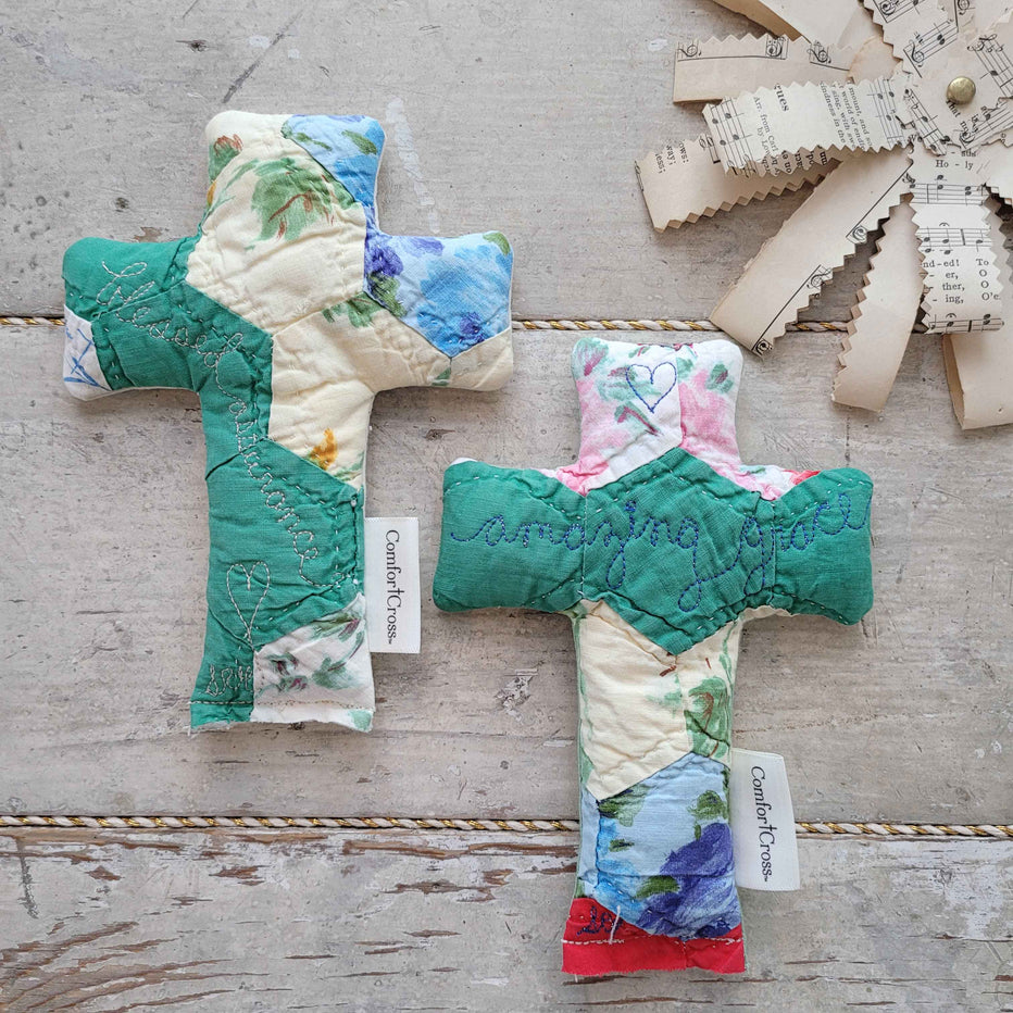Quilted Prayer Weighted Cross - Prayer Cross - Comfort Cross - Well Wo ...